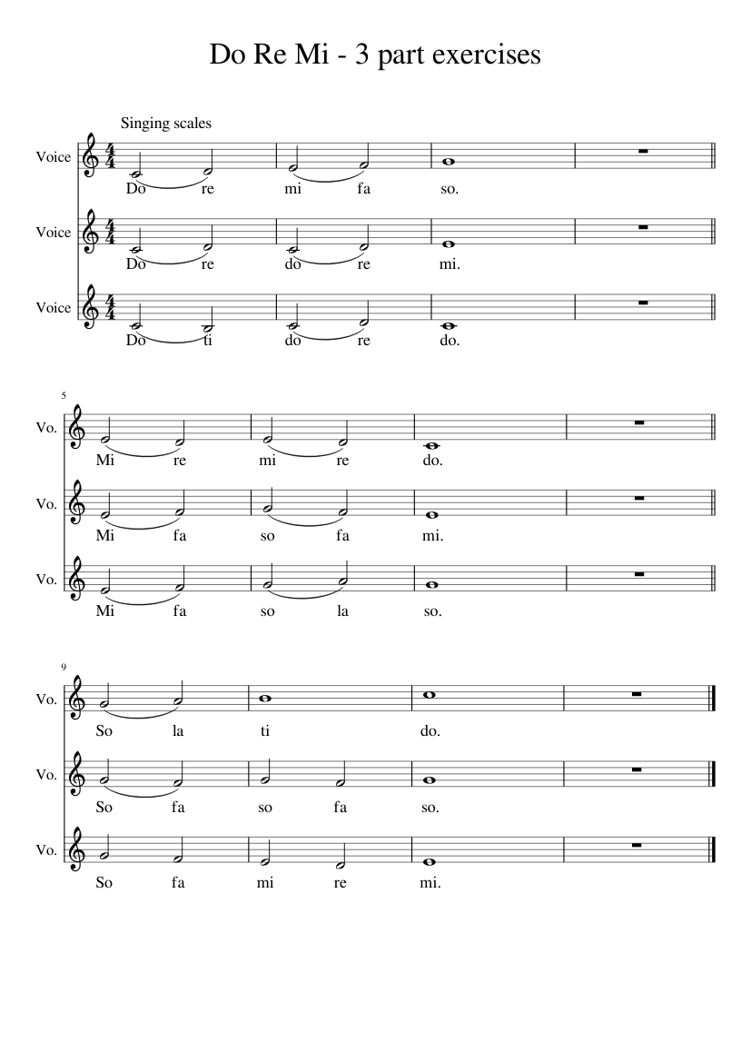 Do Re Mi 3 part exercises Sheet music for Vocals (Choral) | Musescore.com