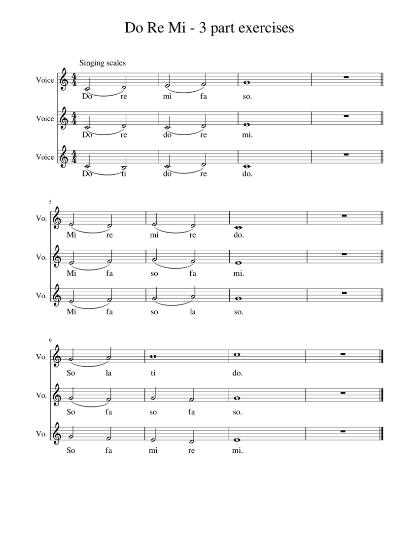 Do Re Mi 3 part exercises Sheet music for Vocals (Choral) | Musescore.com