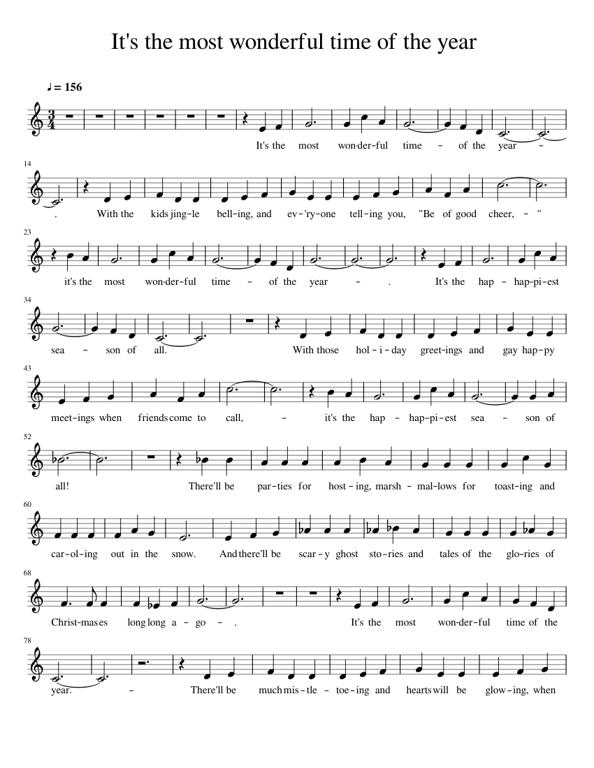 It's the most wonderful time of the year Part 1 Sheet music for Piano ...