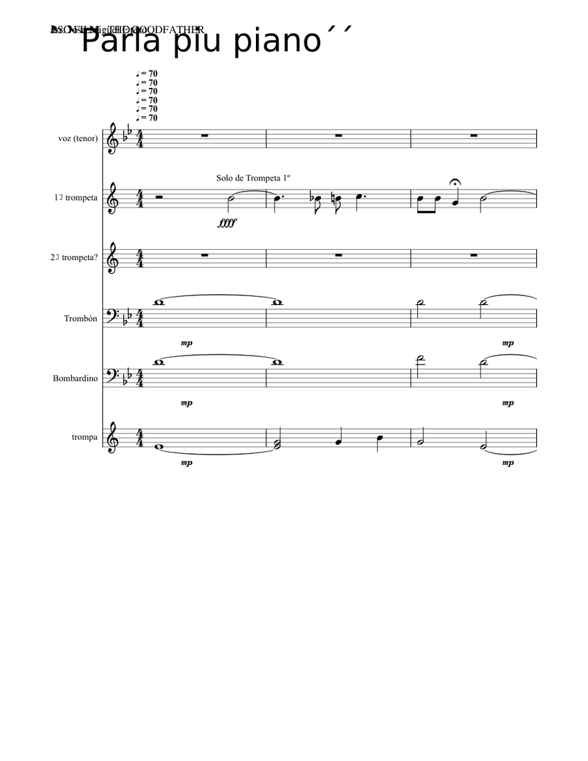 PARLA PIU PIANO (VOZ Y GRUPO DE METALES) Sheet music for Violin ...