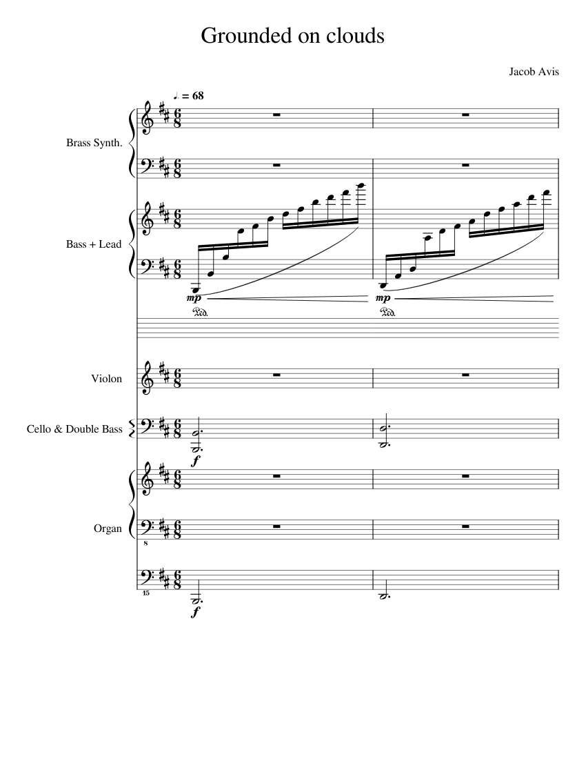 Grounded on clouds Sheet music for Piano, Organ, Violin, Bass guitar ...