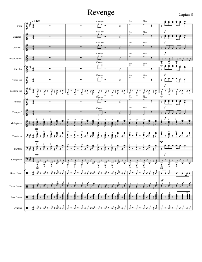 Revenge-Minecraft Sheet music for Trombone, Mellophone, Flute, Clarinet ...