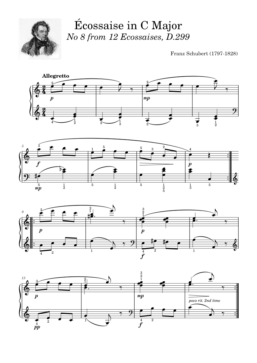 Ecossaise in C Major, No 8, D.299 – Franz Schubert Sheet music for ...