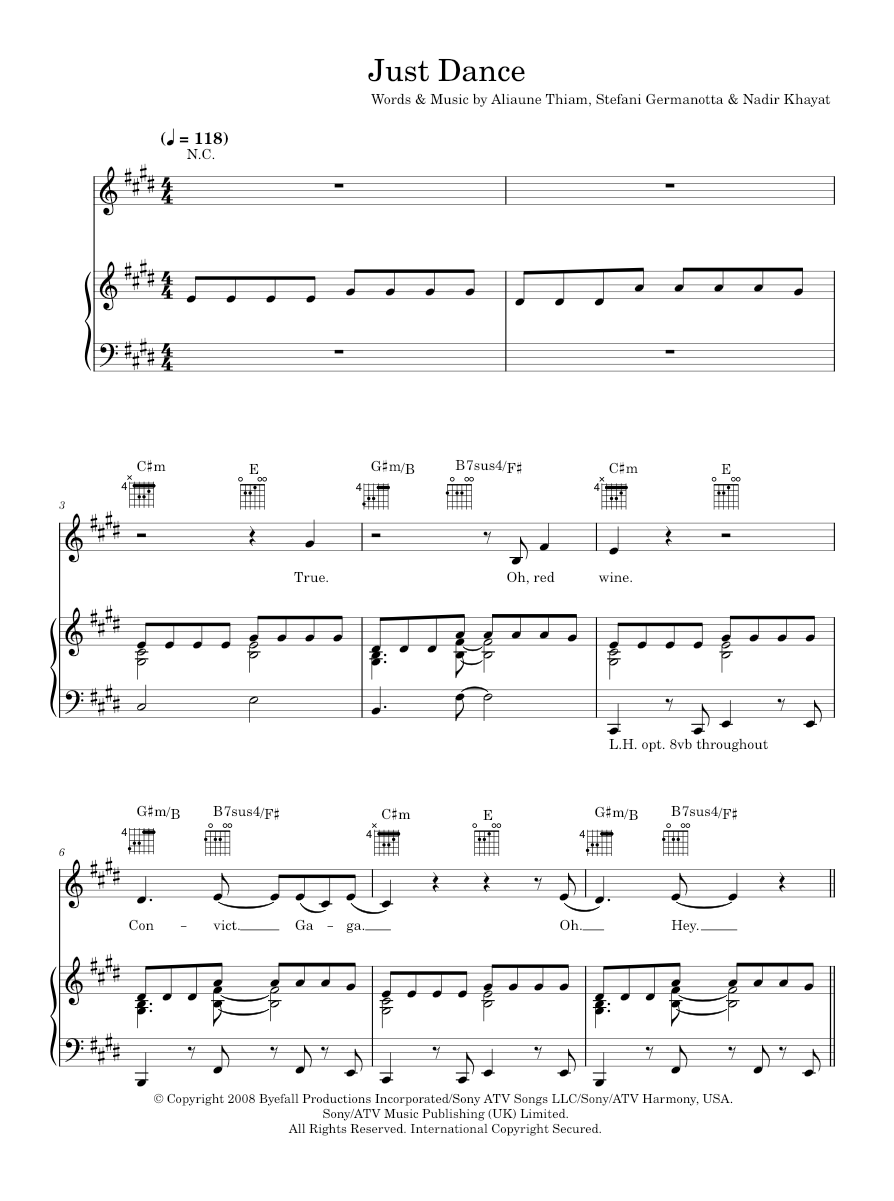 just dance Sheet music for Piano, Vocals by Lady Gaga Official ...