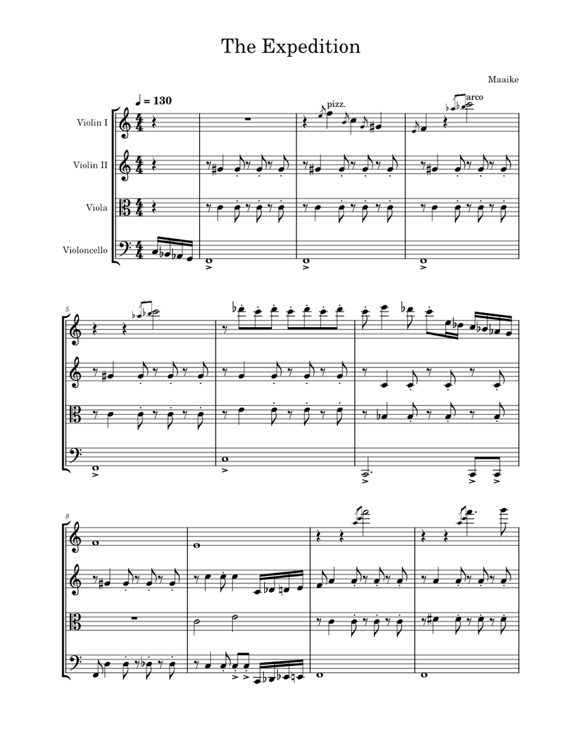 The Expedition Sheet music for Violin, Viola, Cello (String Quartet ...