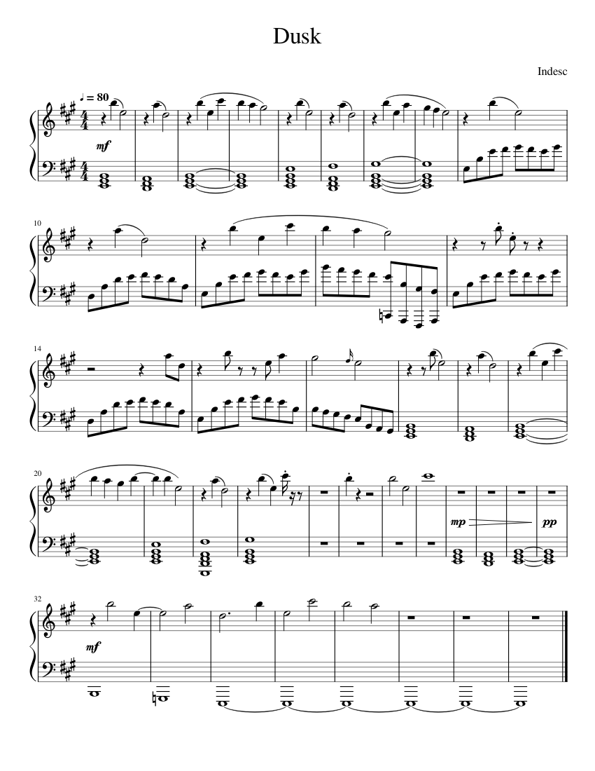 Dusk Sheet music for Piano (Solo) | Musescore.com