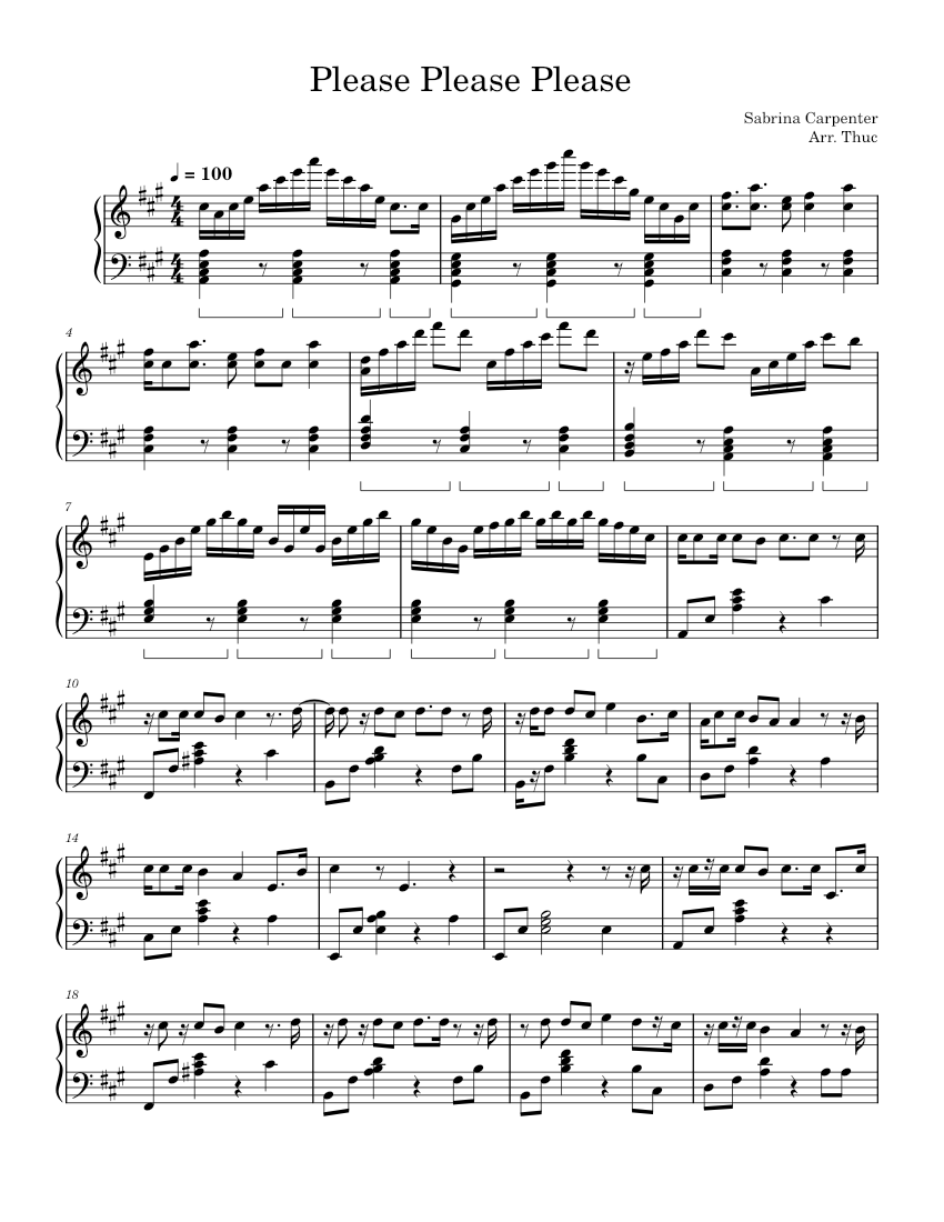 Please Please Please - Sabrina Carpenter (Piano Solo) Sheet Music for ...