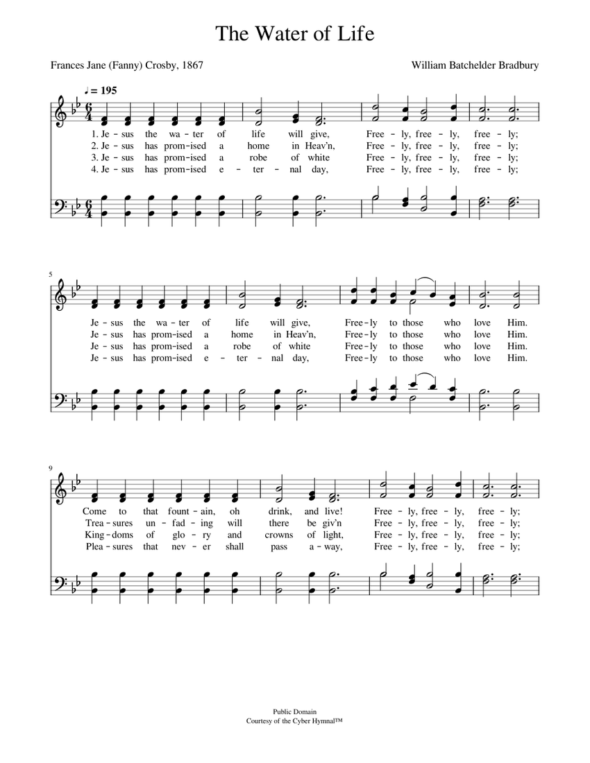 The water of life - William B. Bradbury Sheet music for Piano (Piano ...