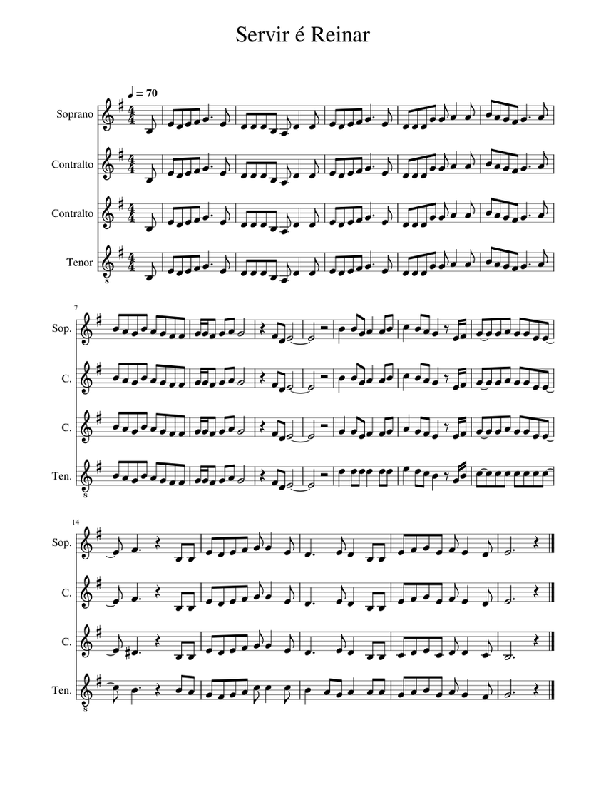 Servir é Reinar – Gen Rosso (português) Sheet music for Soprano, Alto ...
