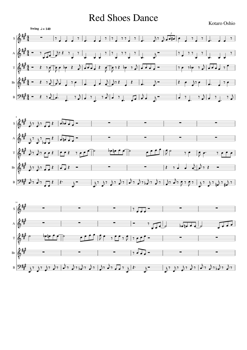 Red Shoes Dance - Kotaro Oshio Sheet music for Piano, Contrabass, Drum ...