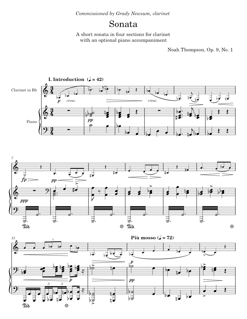 SONATA Sheet music for Piano, Clarinet other (Solo) | Musescore.com