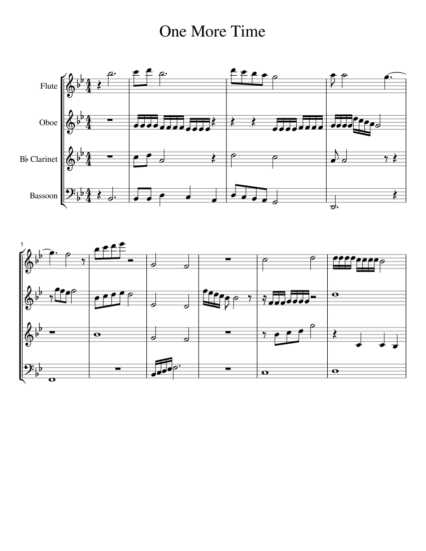 One last time - Ariana Grande Sheet Music for Flute, Oboe, Clarinet in ...