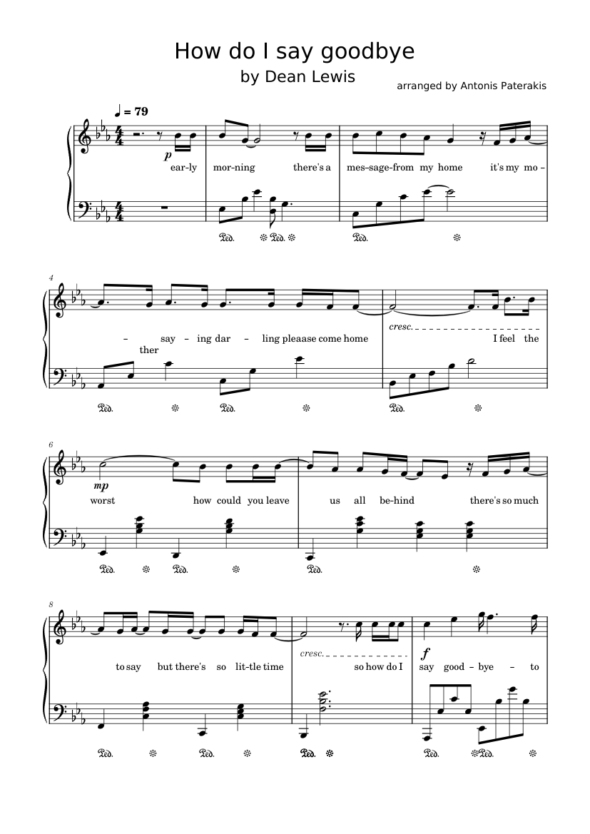 How Do I Say Goodbye – Dean Lewis Sheet music for Piano (Solo) | Musescore.com