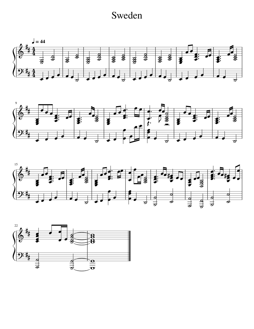Sweden Sheet music for Piano (Solo) Easy | Musescore.com