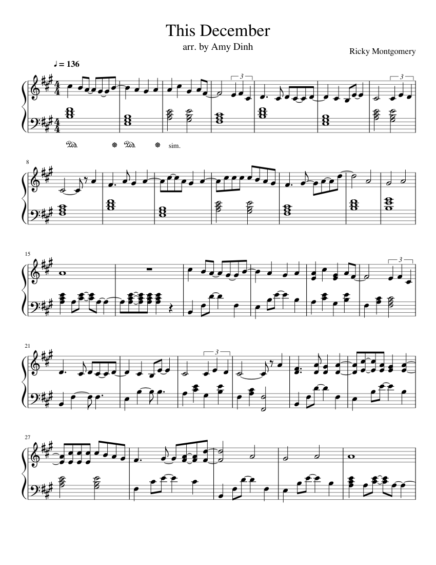 This December - Ricky Montgomery (Piano cover) Sheet Music for Piano ...