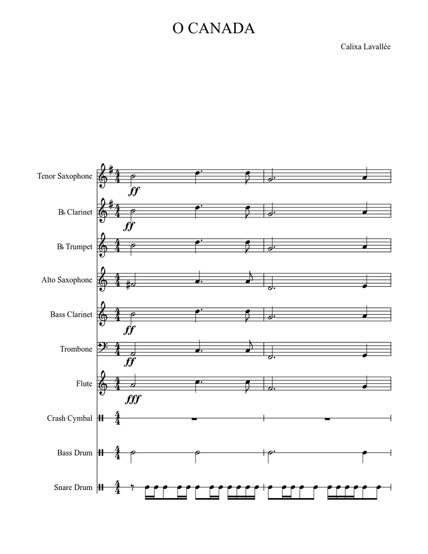 O' Canada Sheet music for Trombone, Flute, Clarinet other, Trumpet ...