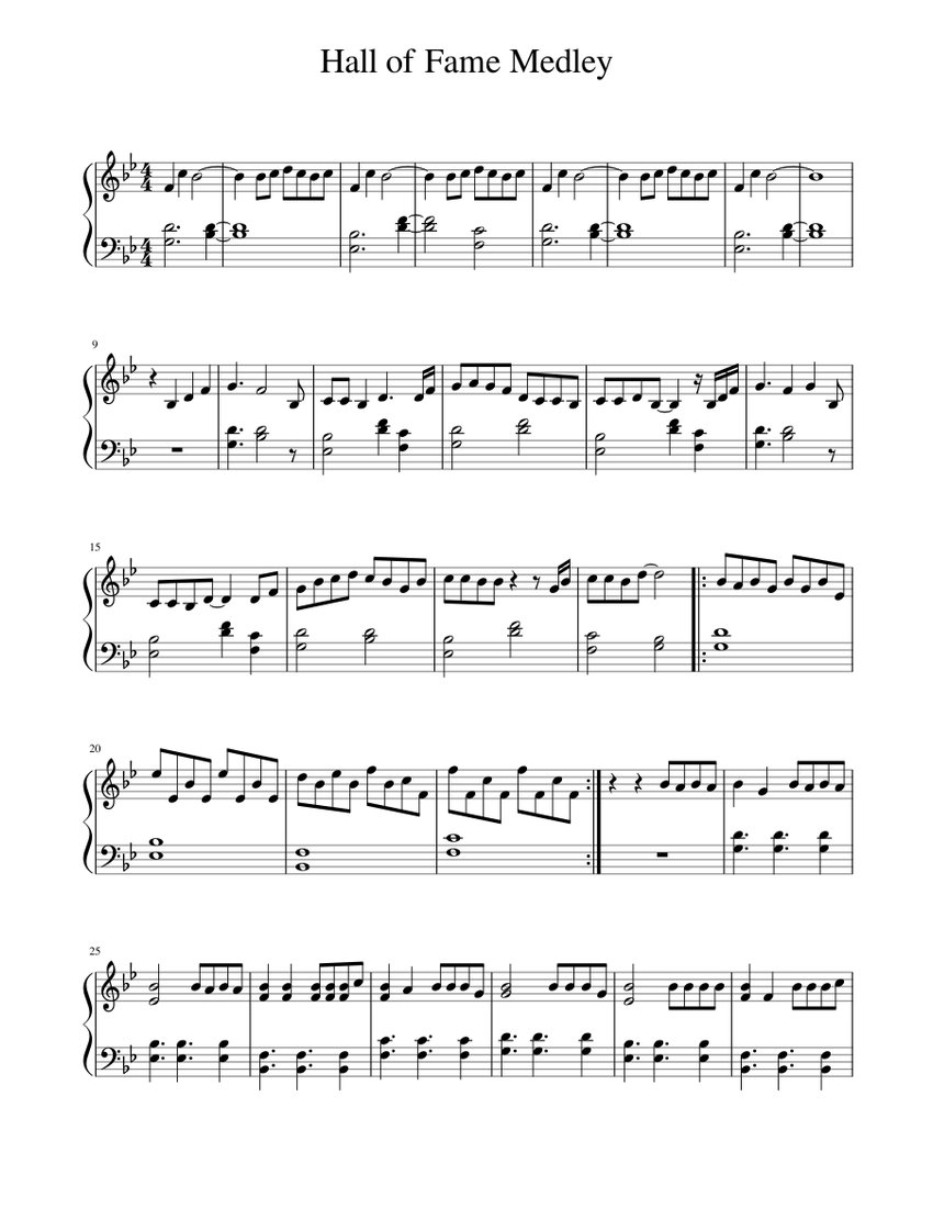 Hall of Fame Medley Sheet music for Piano (Solo) Easy | Musescore.com