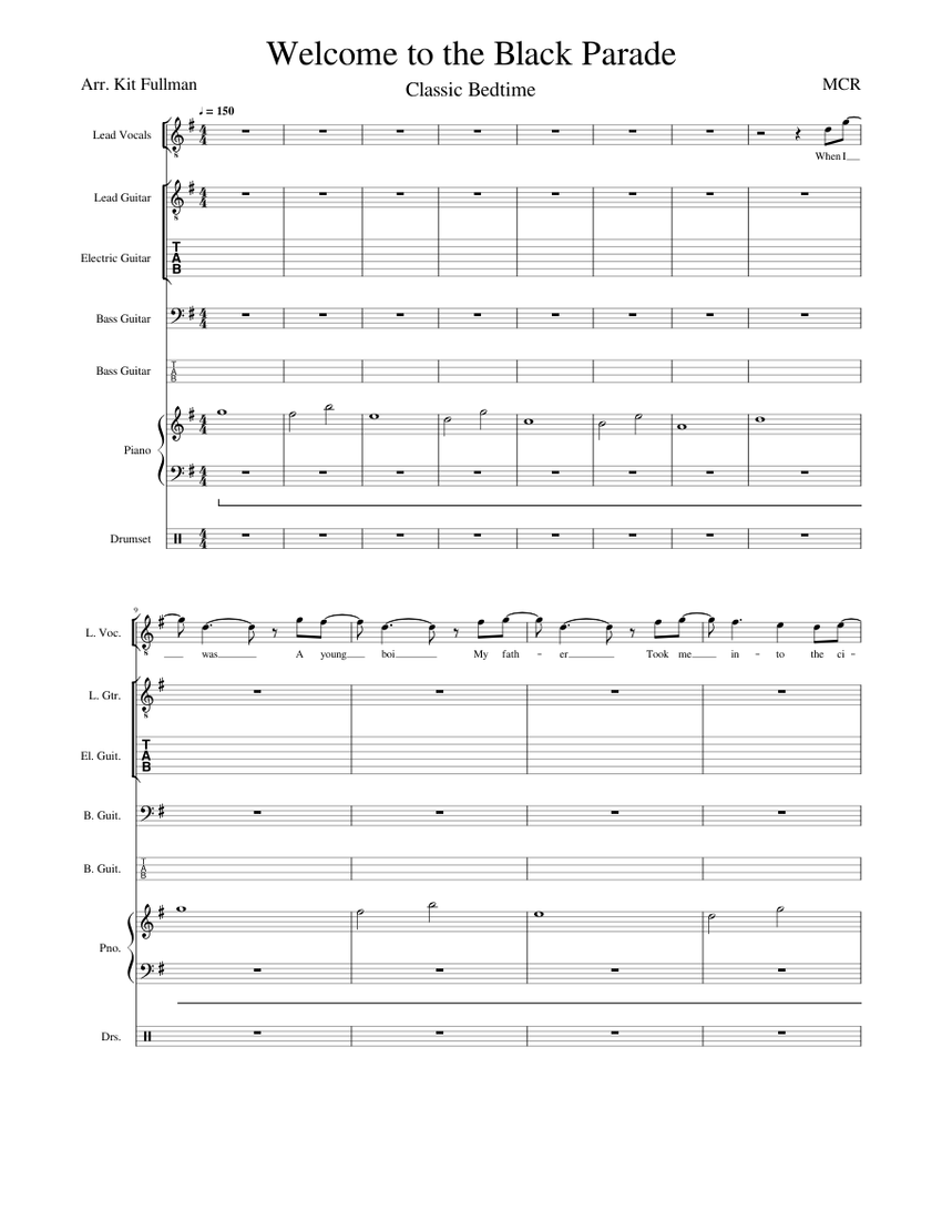 Welcome to the Black Parade Sheet music for Piano, Drum Group, Vocals ...