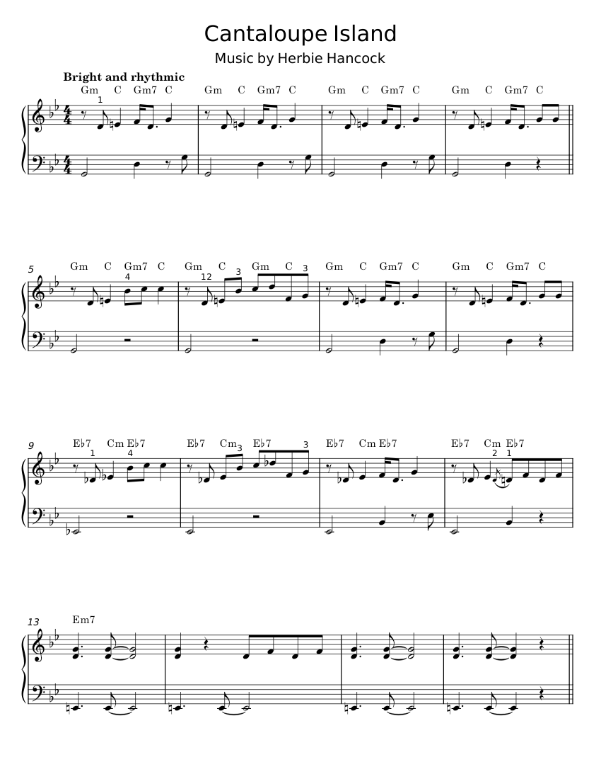 Cantaloupe island - Herbie Hancock Sheet music for Piano (Solo) Easy | Musescore.com