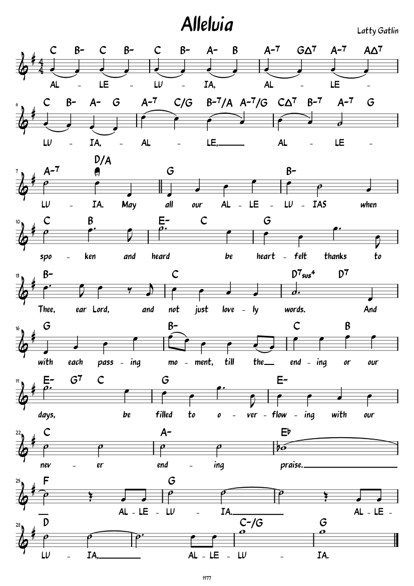 Alleluia (Gatlin) (Lead sheet with lyrics ) Sheet Music with Chords for ...