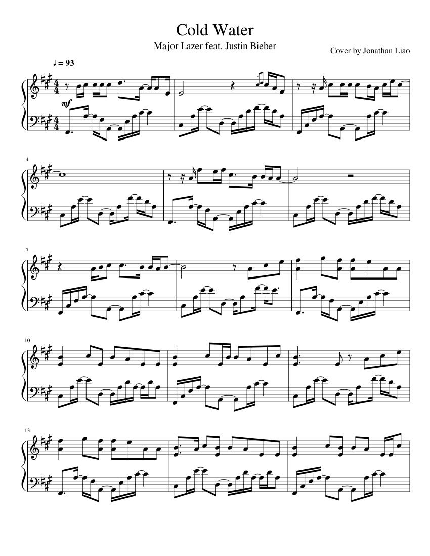 Cold Water Sheet music for Piano (Solo) | Musescore.com