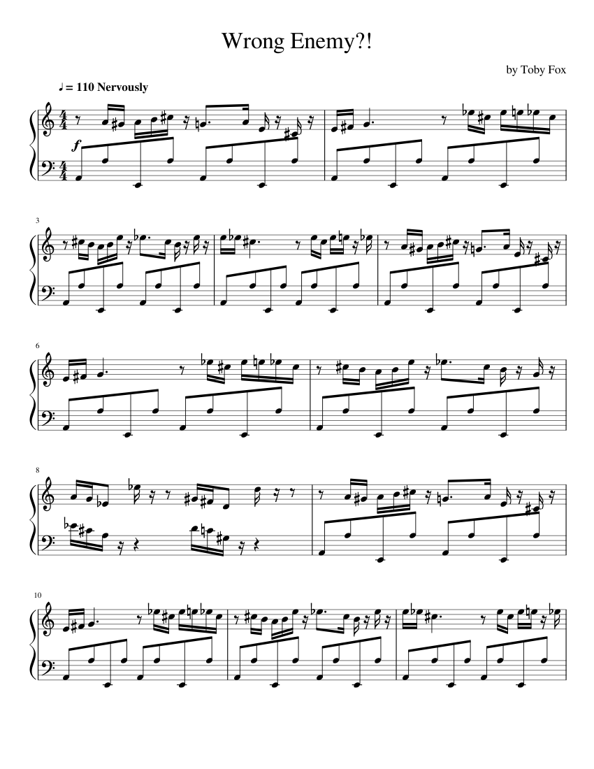 undertale OST 060: Wrong enemy?! Sheet music for Piano (Solo) | Musescore.com