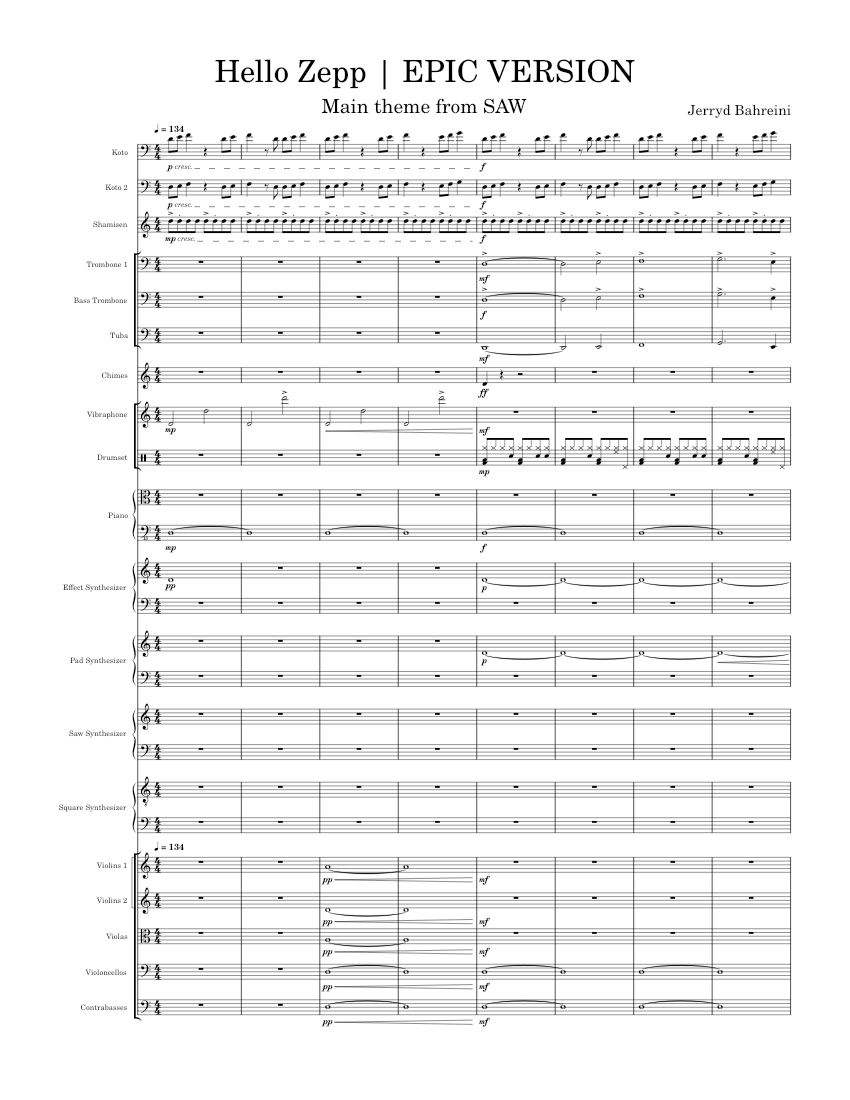 SAW | Epic Version (Hello Zepp) *USE MIXER* Sheet Music for Piano, Trombone, Tuba, Vibraphone ...