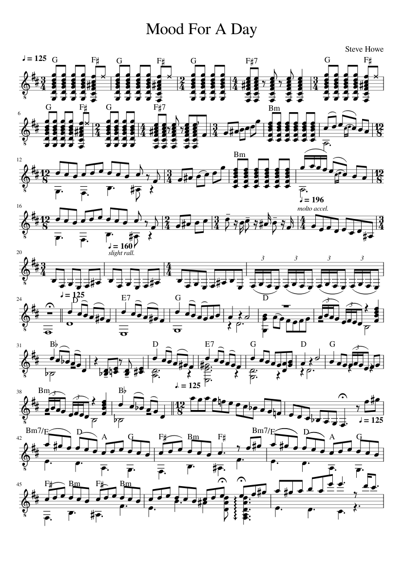 Mood For A Day Sheet music for Guitar (Solo) | Musescore.com