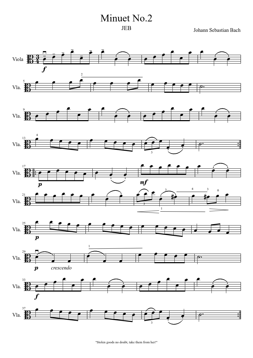 Minuet No.2 Sheet music for Viola (Solo) | Musescore.com