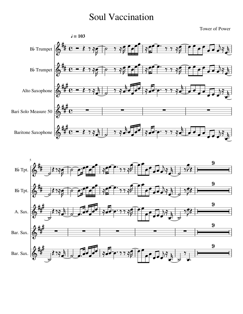 Soul Vaccination Sheet music for Saxophone alto, Saxophone baritone, Trumpet in b-flat (Mixed ...