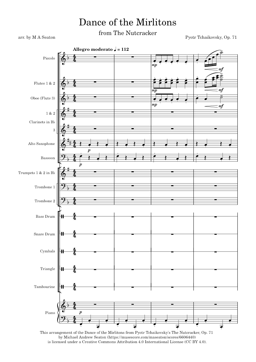 The Nutcracker; Dance of the Mirlitons - Pyotr Tchaikovsky Sheet music ...