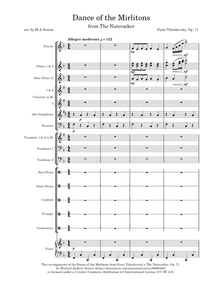 The Nutcracker; Dance of the Mirlitons - Pyotr Tchaikovsky Sheet music ...