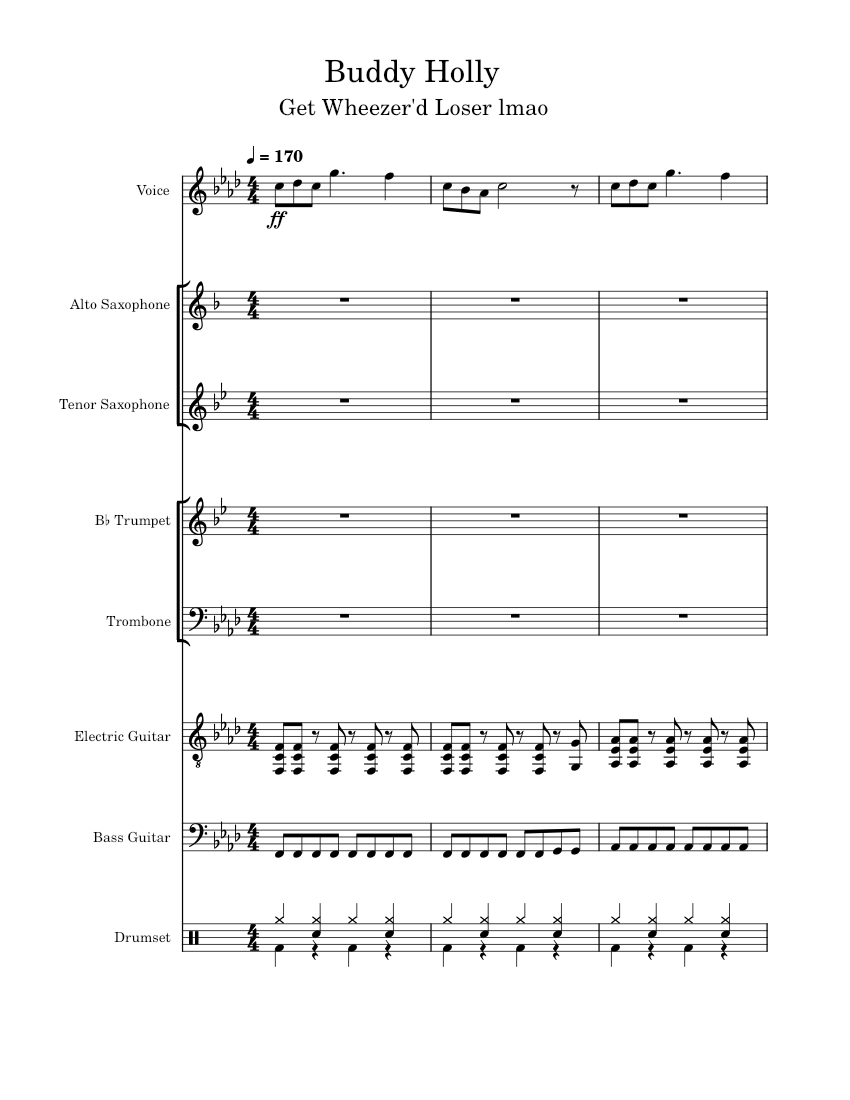 Buddy Holly – Weezer Sheet music for Trombone, Vocals, Saxophone alto ...