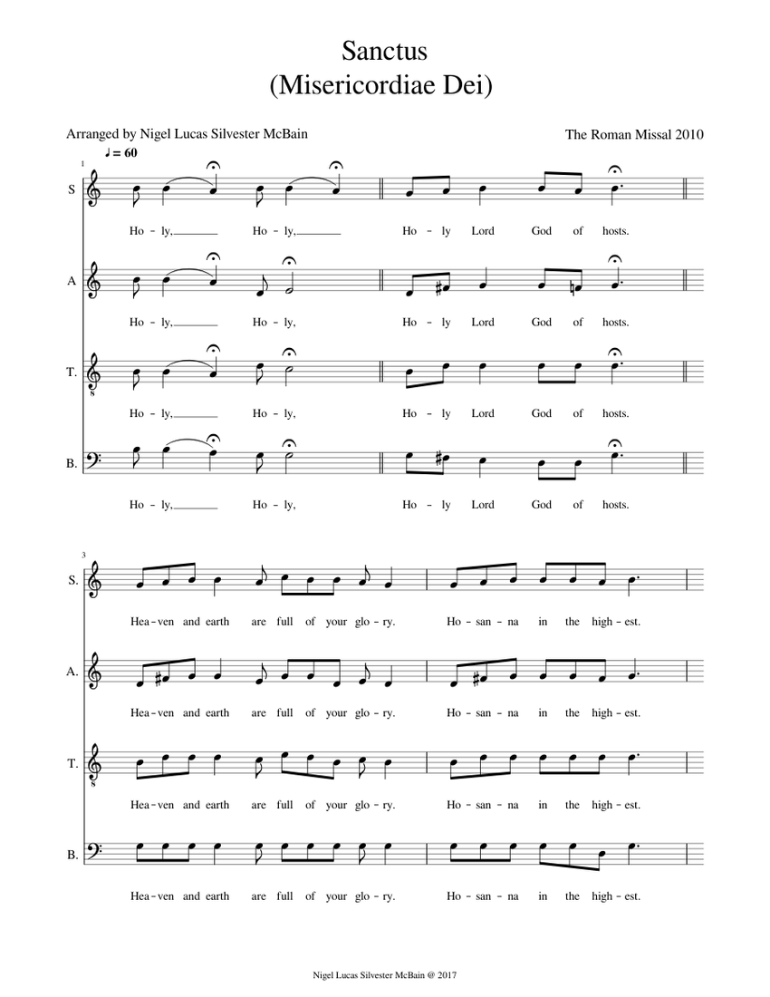 Sanctus (SATB) Sheet music for Piano, Soprano, Alto, Tenor & more ...
