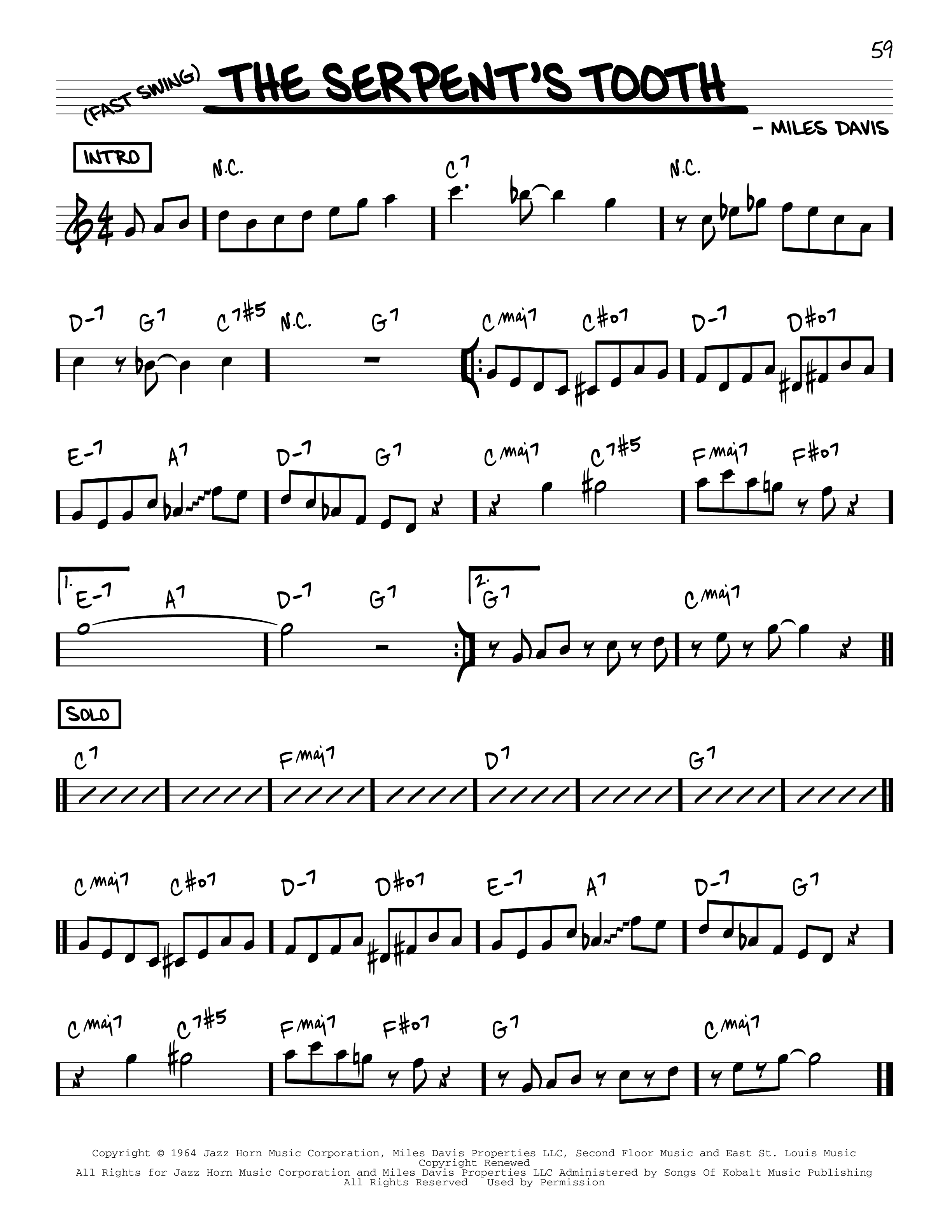 Play Official version of The Serpent's Tooth Sheet Music by Miles Davis ...