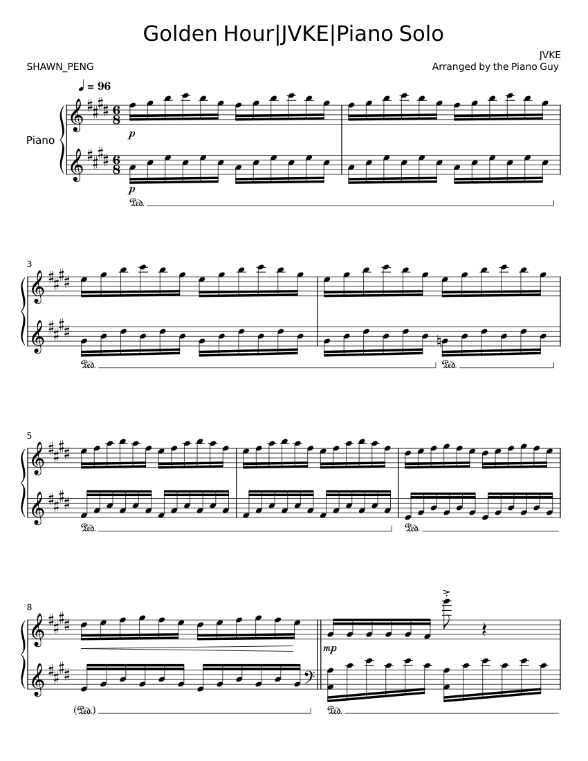 Golden Hour - JVKE Sheet music for Piano (Solo) | Musescore.com