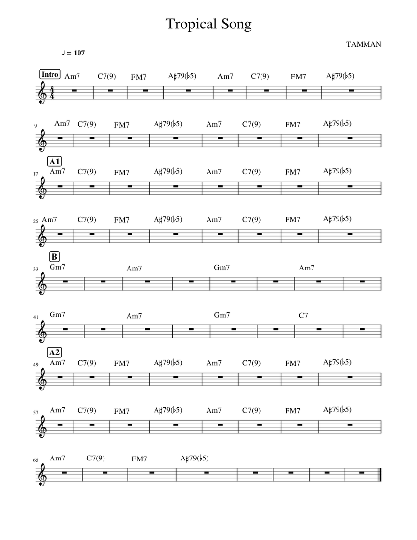 Tropical Song Sheet music for Piano (Solo) Easy | Musescore.com