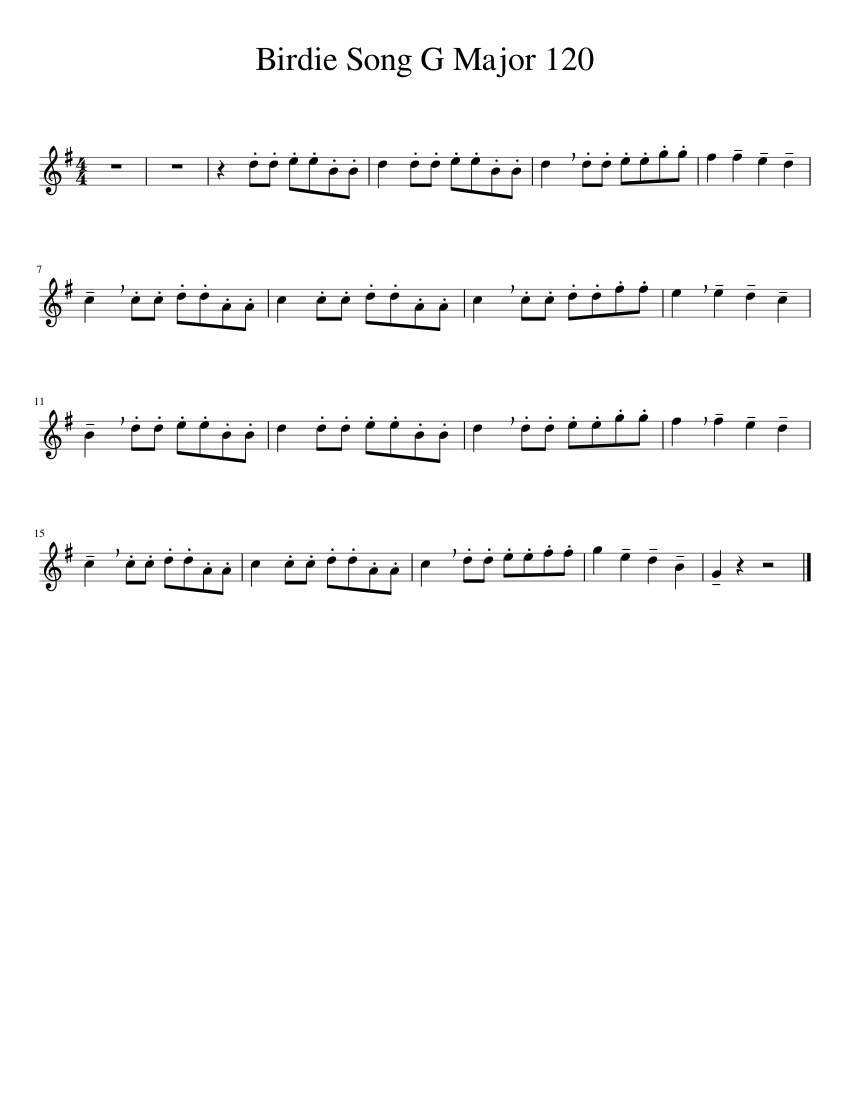 Birdie Song G Major 120 Sheet music for Piano (Solo) | Musescore.com