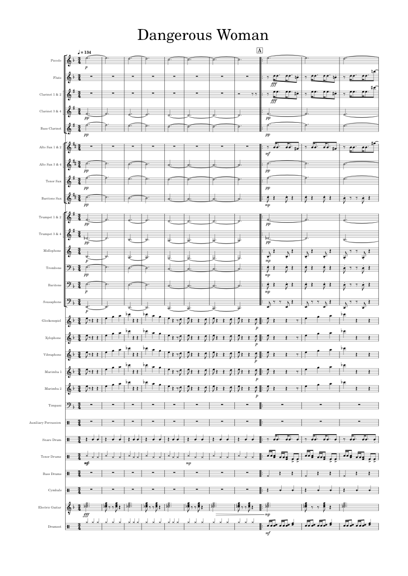 Dangerous Woman - Ariana Grande Sheet music for Trombone, Flute piccolo ...