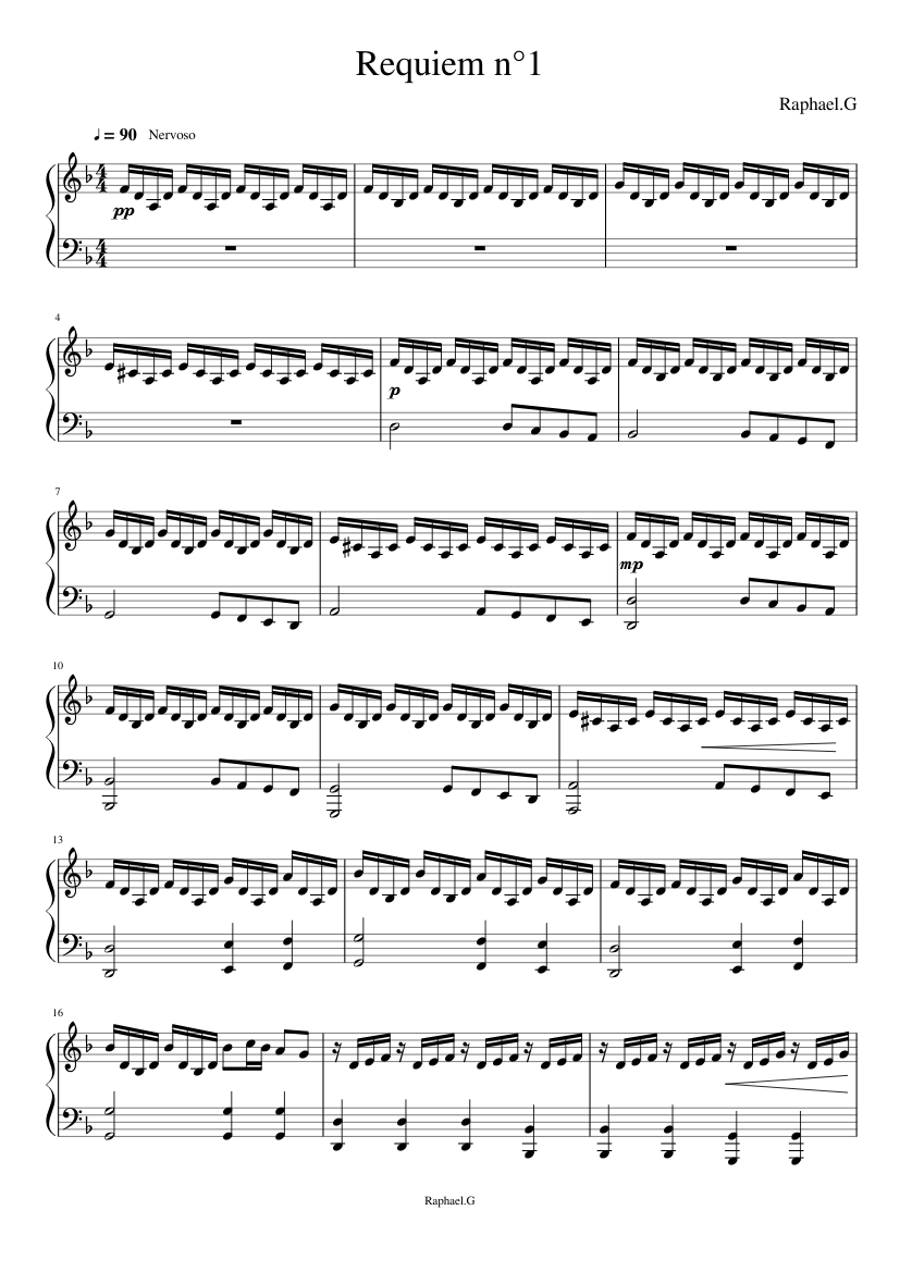 Requiem N°1 - Raphael.G Sheet music for Piano (Solo) | Musescore.com
