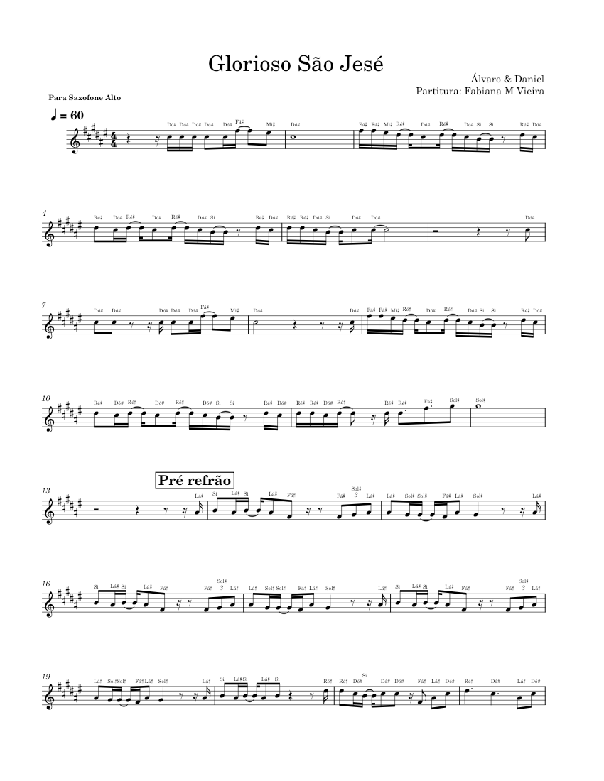 glorioso são josé solo para sax alto .mscz Sheet music for Piano (Solo ...