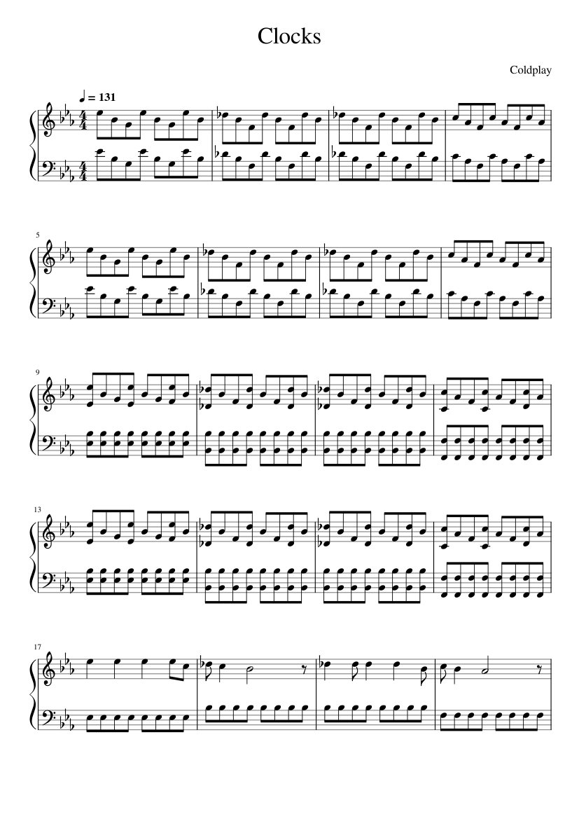 Clocks – Coldplay Sheet music for Piano (Solo) | Musescore.com