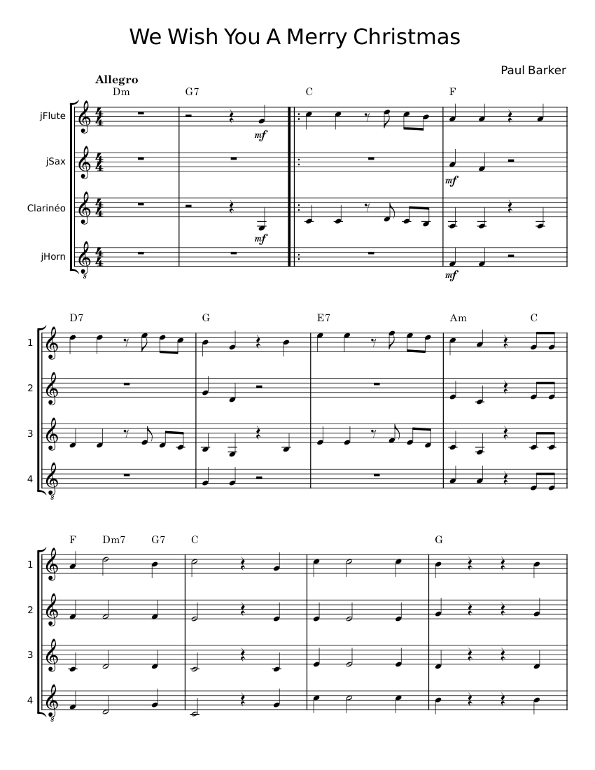 We Wish You A Merry Christmas (Flexible Instrumentation) - Paul Barker ...