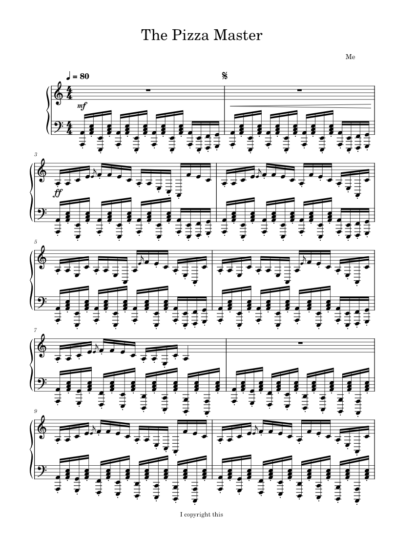 Pepperoni with Extra Cheese Sheet music for Piano (Solo) | Musescore.com