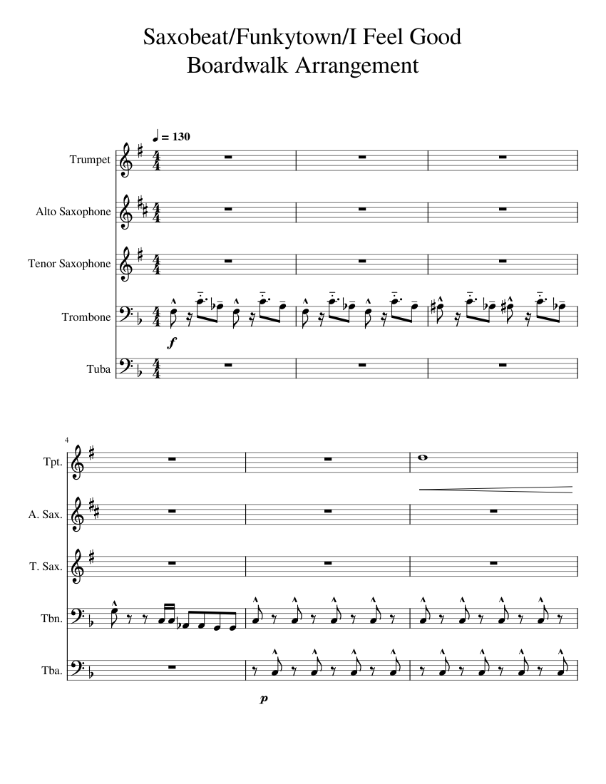 Saxobeat/Funkytown/I Feel Good - Boardwalk Arrangement Sheet music for ...