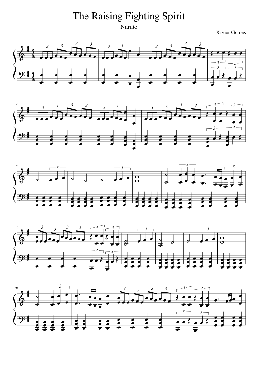 The Raising Fighting Spirit Sheet Music for Piano (Solo) Easy ...