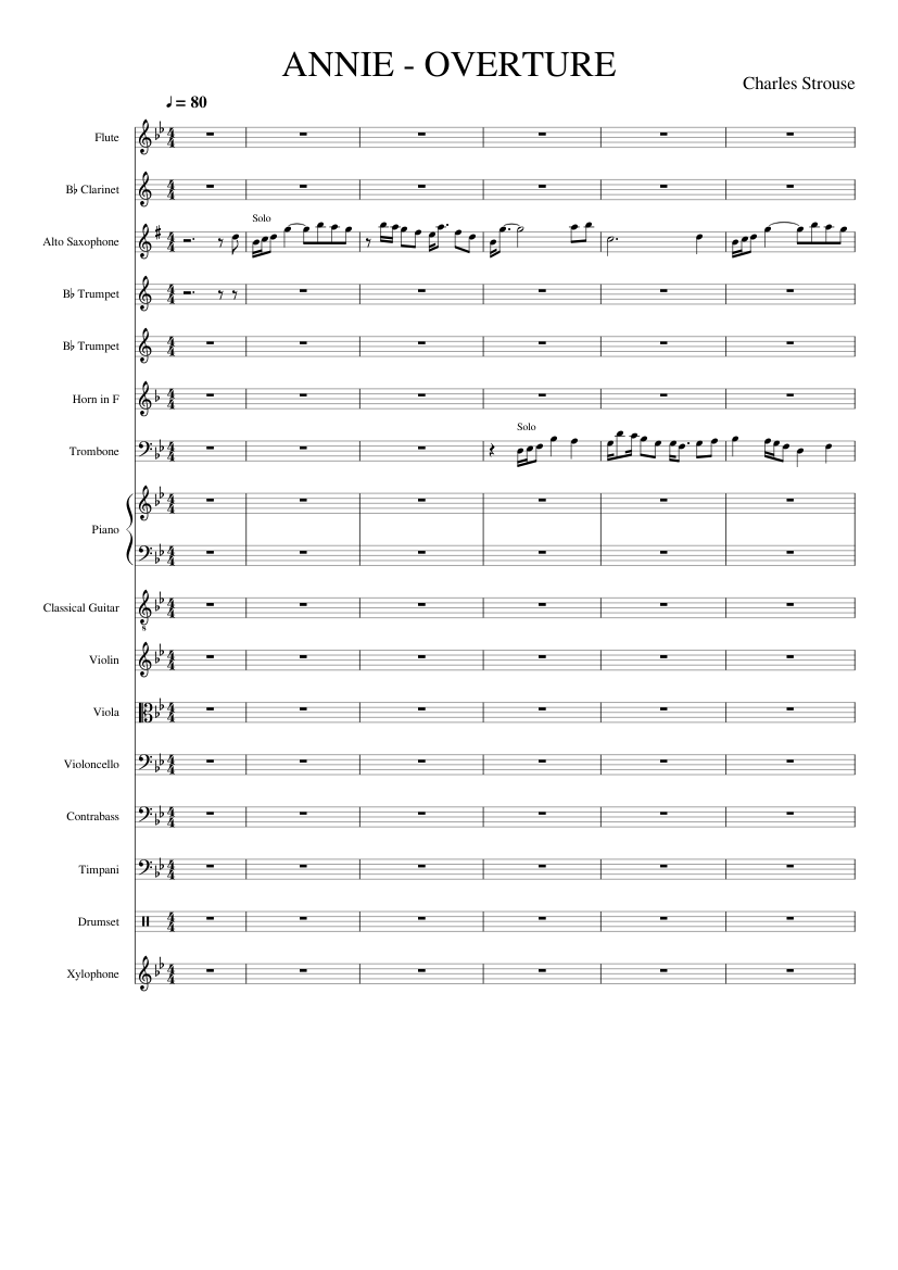 Annie the Musical – Charles Strouse ANNIE - OVERTURE Sheet music for ...