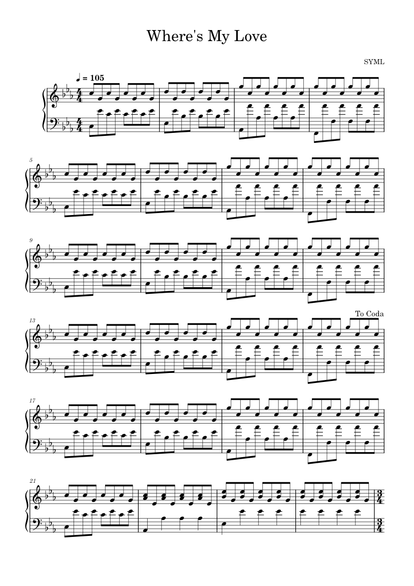 Where's My Love - SYML (Piano) Sheet Music for Piano (Solo) | MuseScore.com