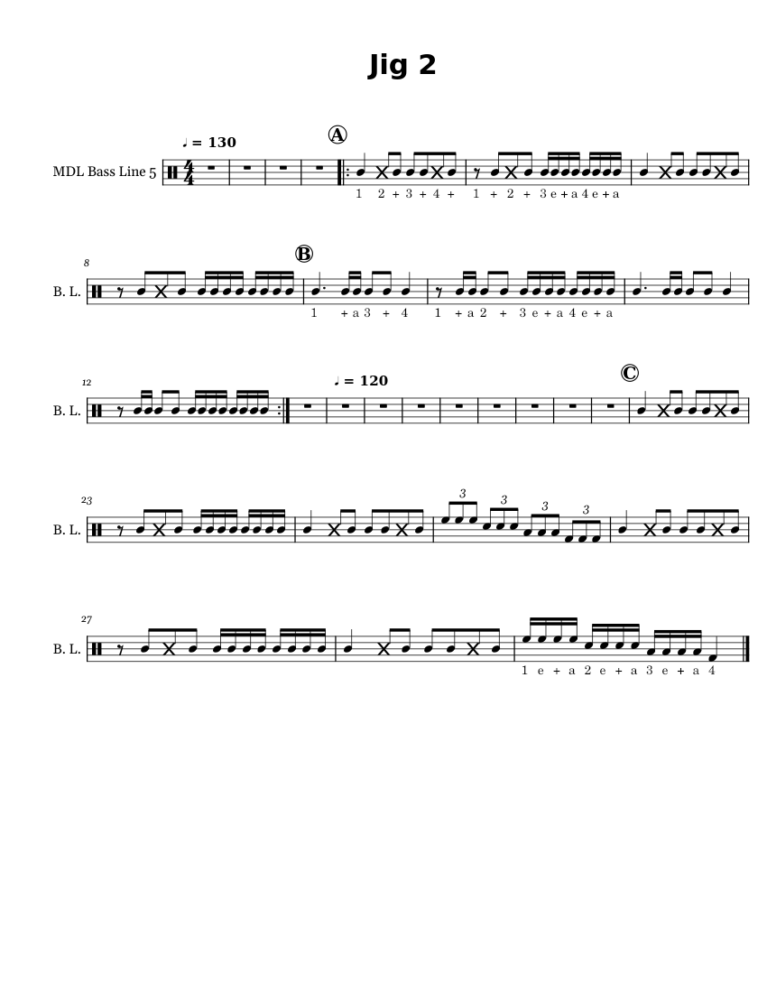 CDA Jig 2 Bass Sheet music for Bass drum (Solo) | Musescore.com