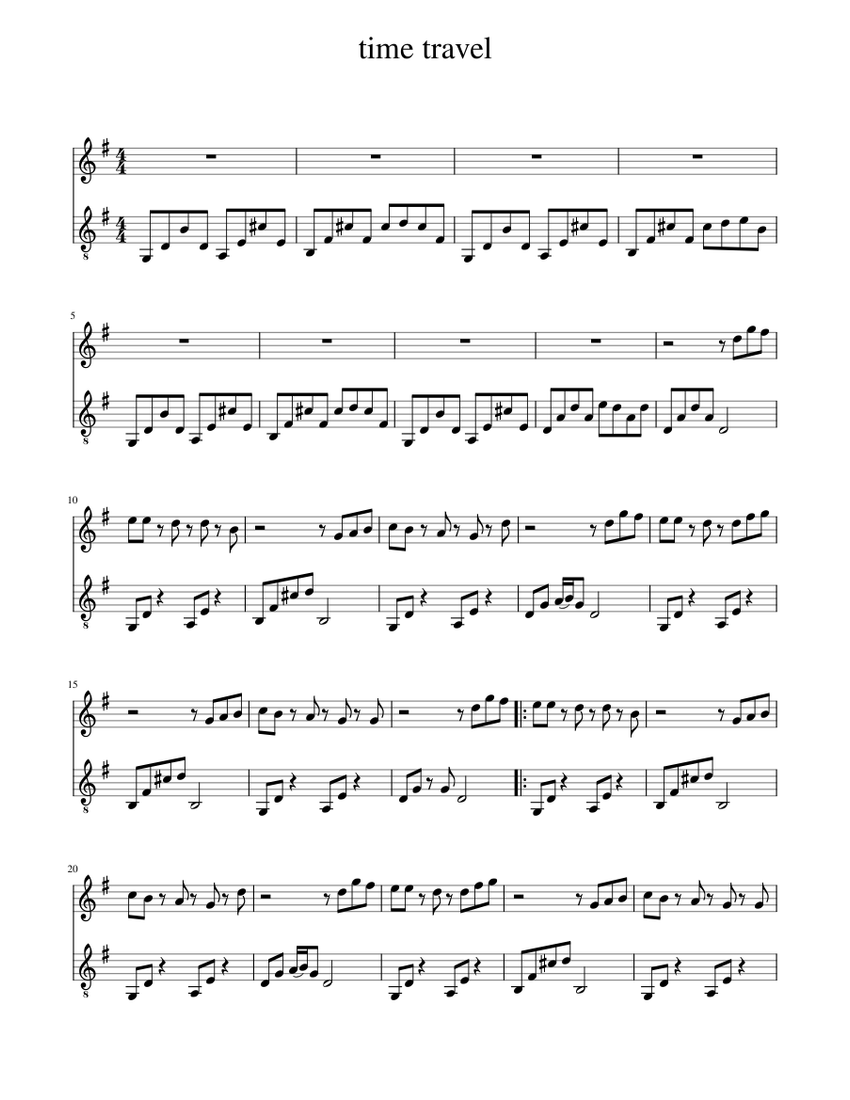 time travel Sheet music for Guitar (Solo) | Musescore.com